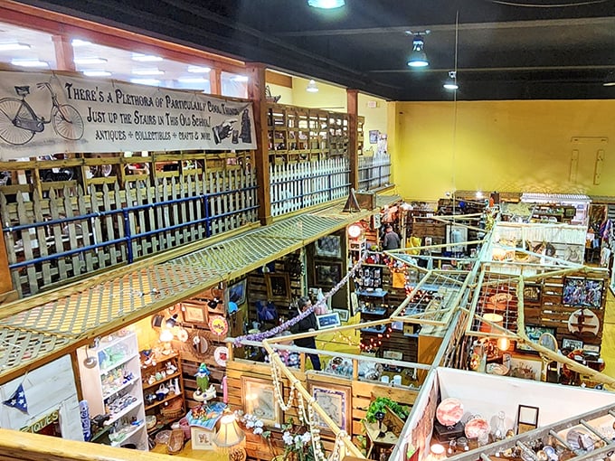 From the second-floor balcony, the sprawling wonderland of antiques below resembles an archaeological dig through America's collective attic.