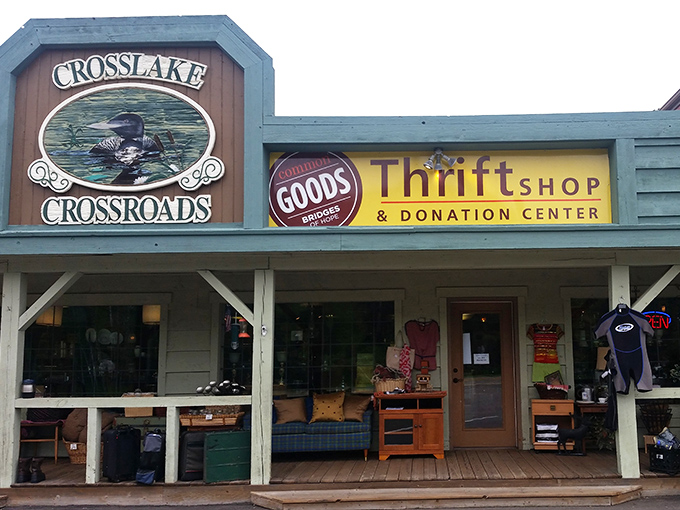 The rustic wooden facade of Common Goods showcases the perfect blend of Minnesota lake country style and thrifty shopping opportunities.
