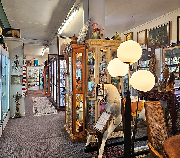 Glowing orbs of light hover like friendly ghosts among the treasures, illuminating display cases filled with memories waiting to be adopted.