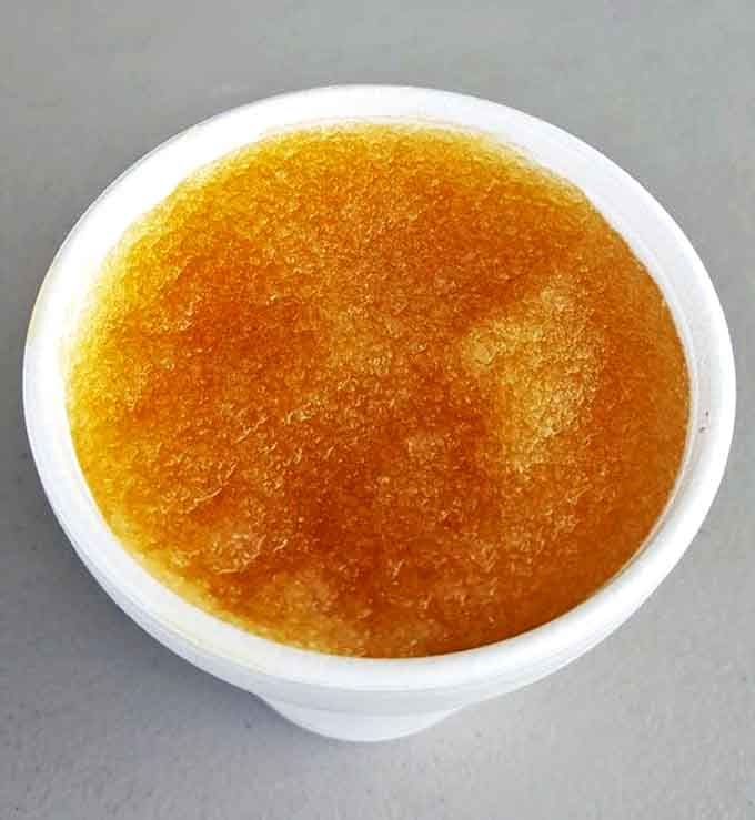 The apple cider slush is like fall decided to become a frozen treat, refreshing and packed with apple flavor.