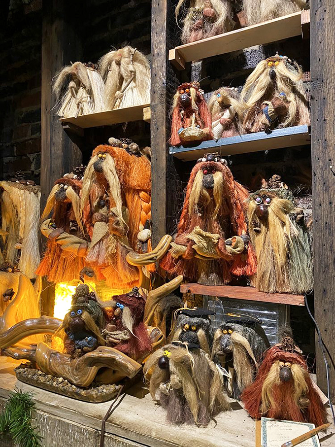 These artisanal Nordic trolls showcase the more traditional, earthy roots of troll folklore, their handcrafted details a stark contrast to their plastic American cousins.