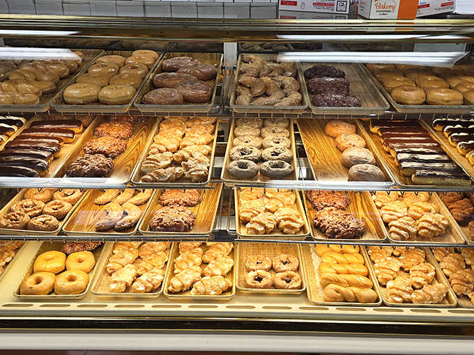 Carb heaven stretches before you in wooden trays&mdash;each shelf a different chapter in the story of "Why Diets Fail."