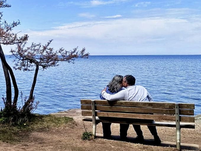 Romance finds its perfect setting on this lakeside bench, where couples can watch the sun sink into Superior's vast blue horizon.