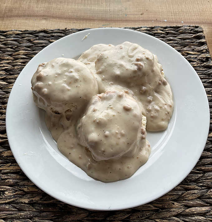 Biscuits swimming in creamy gravy make a compelling case for breakfast as the day's most important meal – and potentially the most nap-inducing.