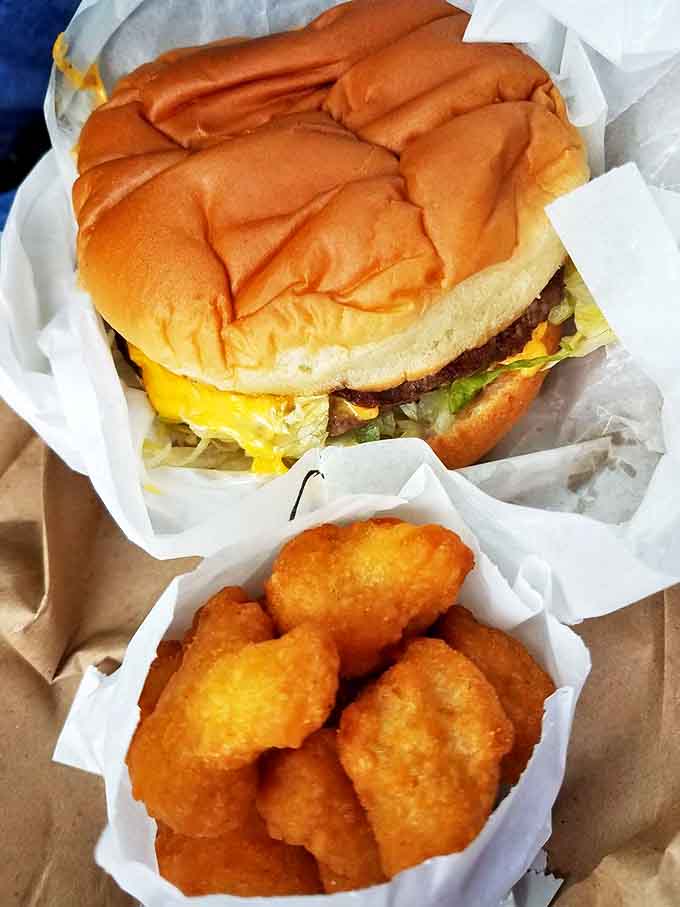 The classic American combo reimagined &ndash; a juicy burger alongside golden nuggets, comfort food that speaks directly to your soul.