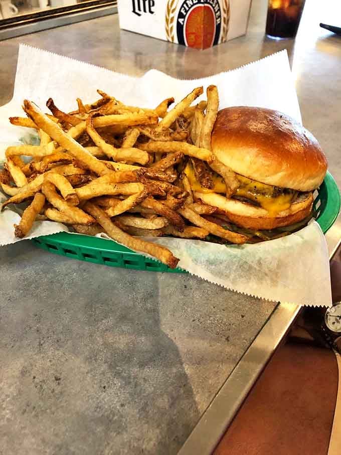Burlington Bacon Burger with regular fries&mdash;because sometimes you need bacon, cheese, and chipotle mayo working together in beautiful harmony.