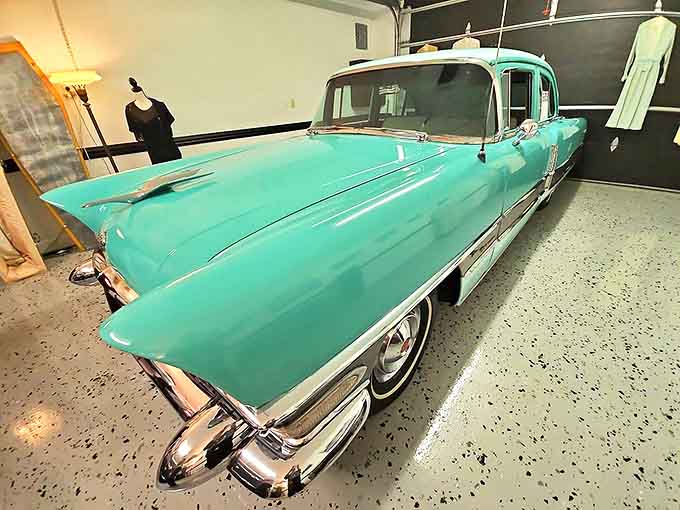 This stunning turquoise Cadillac hearse epitomizes 1950s automotive styling – proof that even funeral vehicles weren't immune to America's love affair with cars.