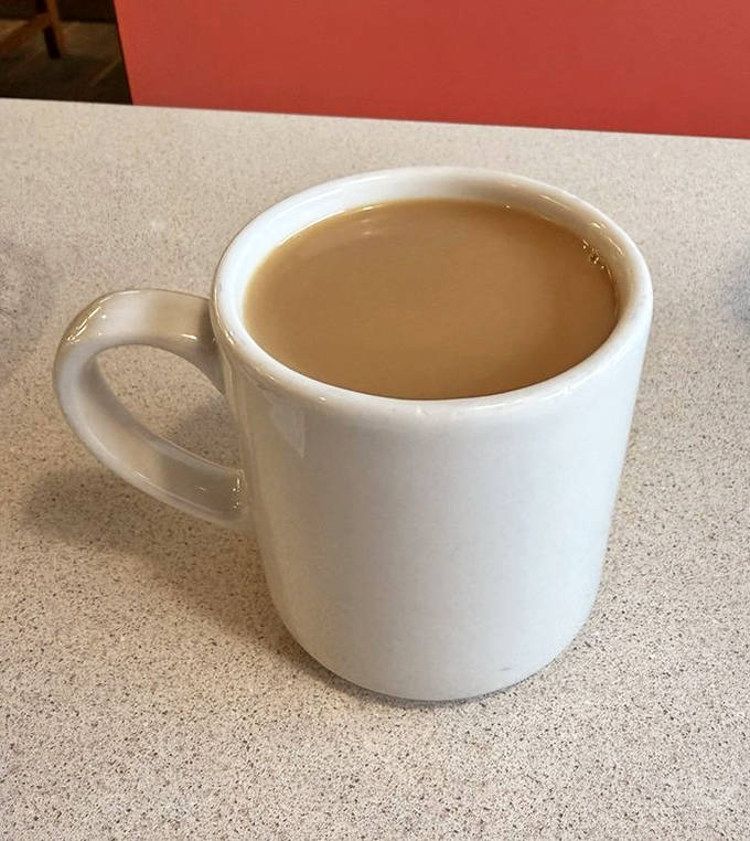 That classic diner coffee &ndash; served in a sturdy white mug, the perfect companion to contemplating life's mysteries or just enjoying the morning paper.