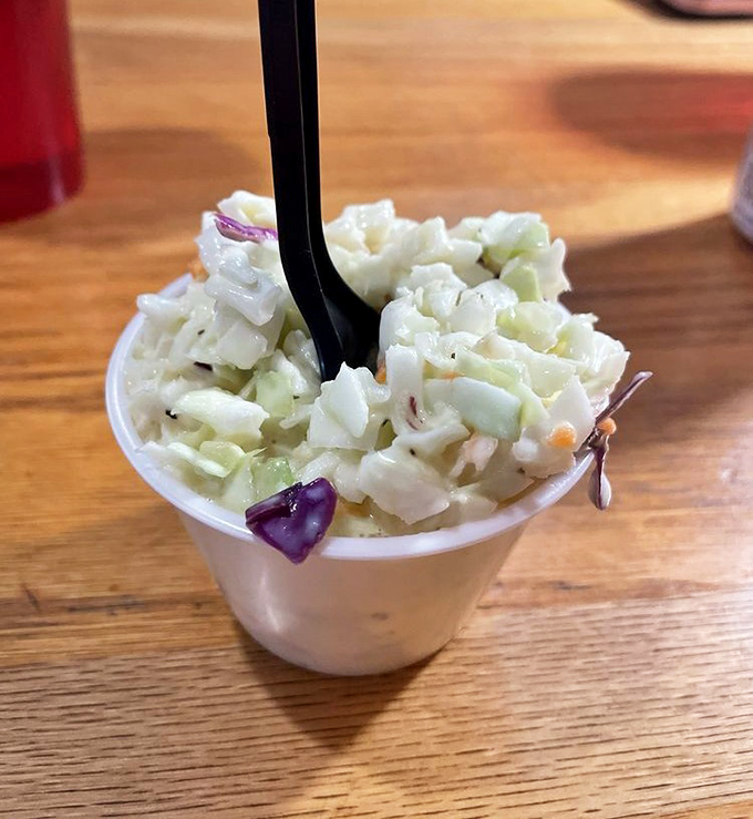 The Brass Rail's signature coleslaw &ndash; a simple side that's achieved legendary status through perfect balance and consistency.