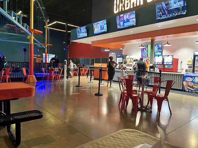 The concession area serves as mission control, where families refuel between adventures and contemplate whether they have energy for round two.