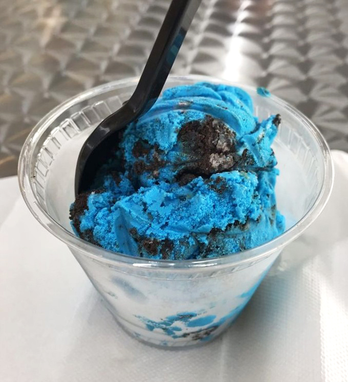 Blue as a Florida sky with chunks of cookie continents &ndash; this cookies and cream creation is what ice cream dreams are made of.