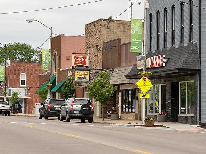 Genoa's downtown district blends historic architecture with modern businesses, creating a streetscape that feels both timeless and alive.
