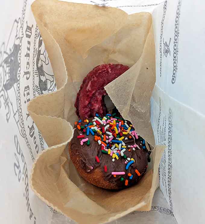 Chocolate frosting adorned with rainbow sprinkles brings childlike joy to grown-up palates &ndash; proof that some pleasures never lose their magic.