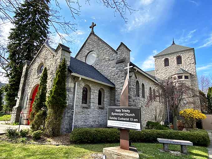 Holy Trinity Episcopal Church stands as a stone testament to faith and craftsmanship, its quiet dignity anchoring Manistee's spiritual landscape.