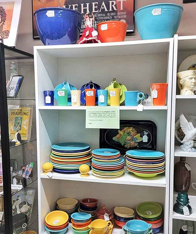 A rainbow of ceramic joy stacked in vibrant towers—these dishes don't just serve food, they serve happiness with a side of nostalgia.