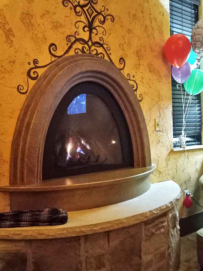 A fireplace that practically demands you sit nearby with a glass of red, contemplating life's big questions or just what's for dinner.