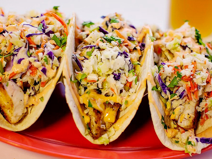 Fish tacos that bring together the best of land and sea—like a delicious summit meeting where everyone agrees on everything.