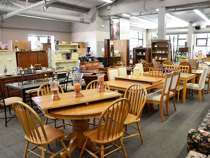 The furniture showroom rivals actual furniture stores, except here you can afford to buy multiple pieces without financing plans or regret.