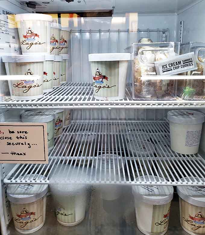 Those containers hold liquid happiness, churned in small batches and served with a side of nostalgia that no chain store can replicate.