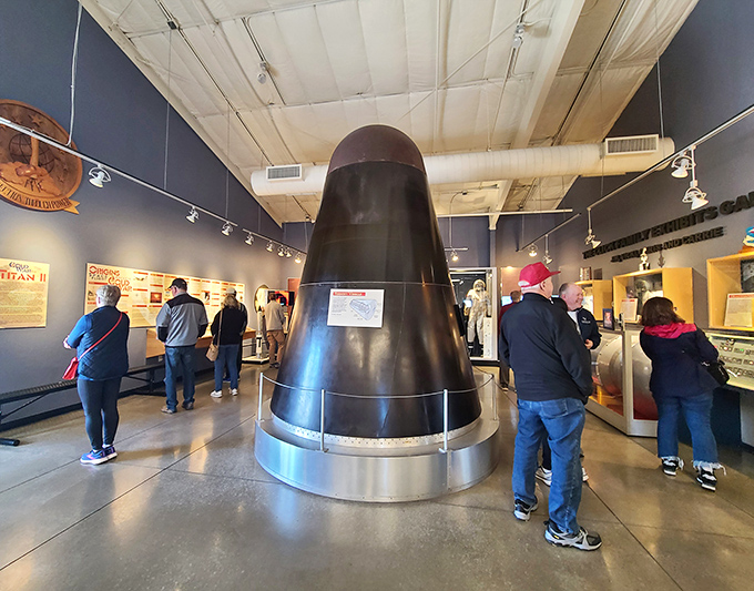 Inside the museum, exhibits tell the story of America's nuclear deterrence strategy during the Cold War.