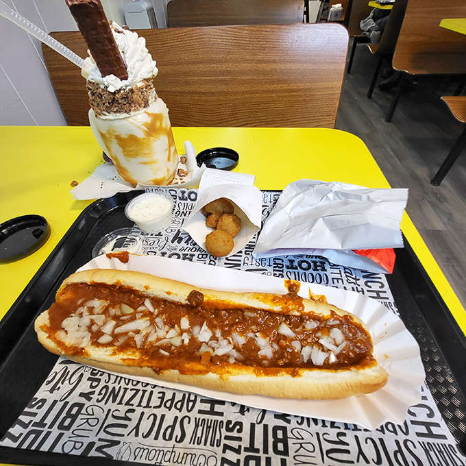 The dining area invites you to slow down and savor the moment, surrounded by happy faces and the universal language of ice cream enjoyment.