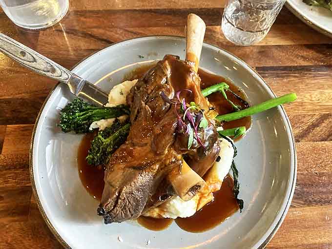 The lamb shank falls off the bone with such tender enthusiasm, it practically leaps onto your fork.
