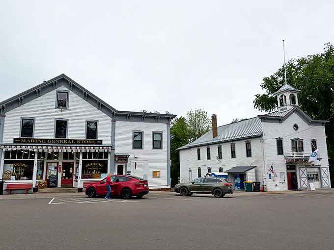 The Marine General Store stands as a white-painted time capsule, offering modern necessities with a side of nostalgia that money can't buy.