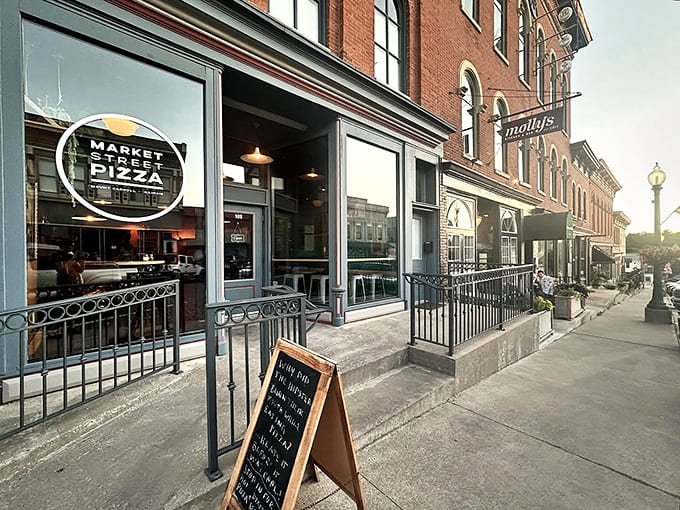 Market Street Pizza's storefront promises the kind of pies that make you forget every chain restaurant you've ever visited.