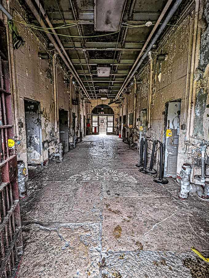 These hallways once echoed with footsteps, shouts, and the clanging of metal doors, now they're hauntingly silent.