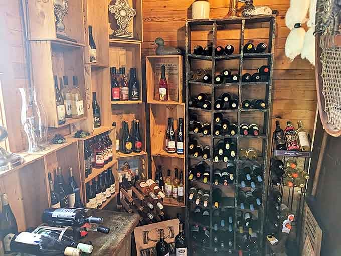 The surprisingly sophisticated selection hidden in back proves this store understands that "provisions" include life's little pleasures too.