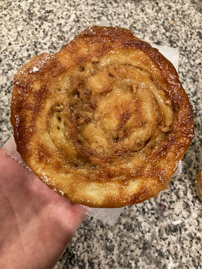 This spiral of cinnamon perfection isn't just breakfast—it's an architectural marvel of dough, spice, and everything nice.
