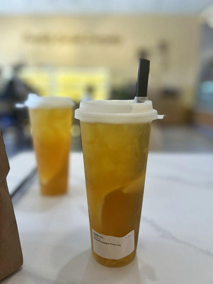 Sunshine in a cup! This pineapple mango green tea delivers tropical vacation vibes without the airfare or awkward tan lines.