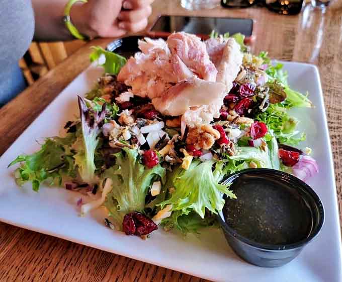 A salad that's actually exciting! Fresh greens topped with smoked fish &ndash; the kind of starter that makes you reconsider your relationship with vegetables.
