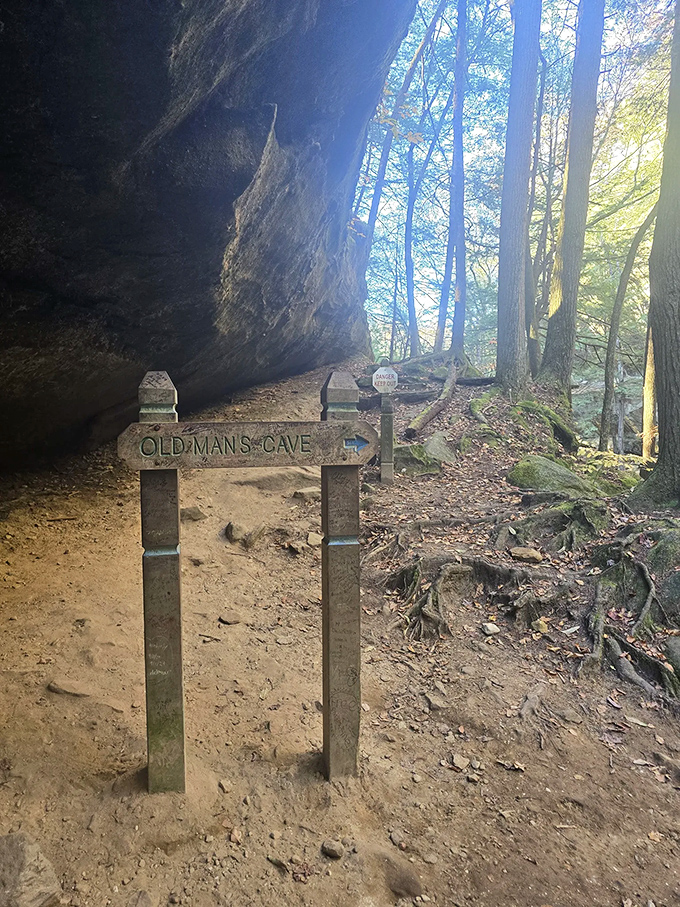 "Old Man's Cave" &ndash; named for a hermit who clearly understood prime real estate before waterfront property was cool.