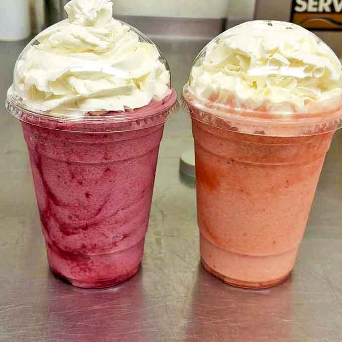 Fruit smoothies topped with clouds of whipped cream &ndash; refreshment that borders on dessert but still counts as "healthy-ish."