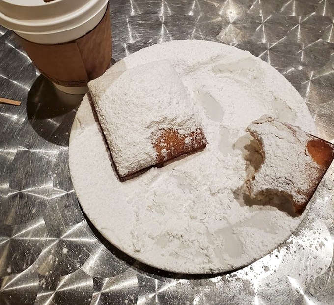 Square beignets swimming in powdered sugar &ndash; the traditional shape for traditionalists who still appreciate a good sugar high.