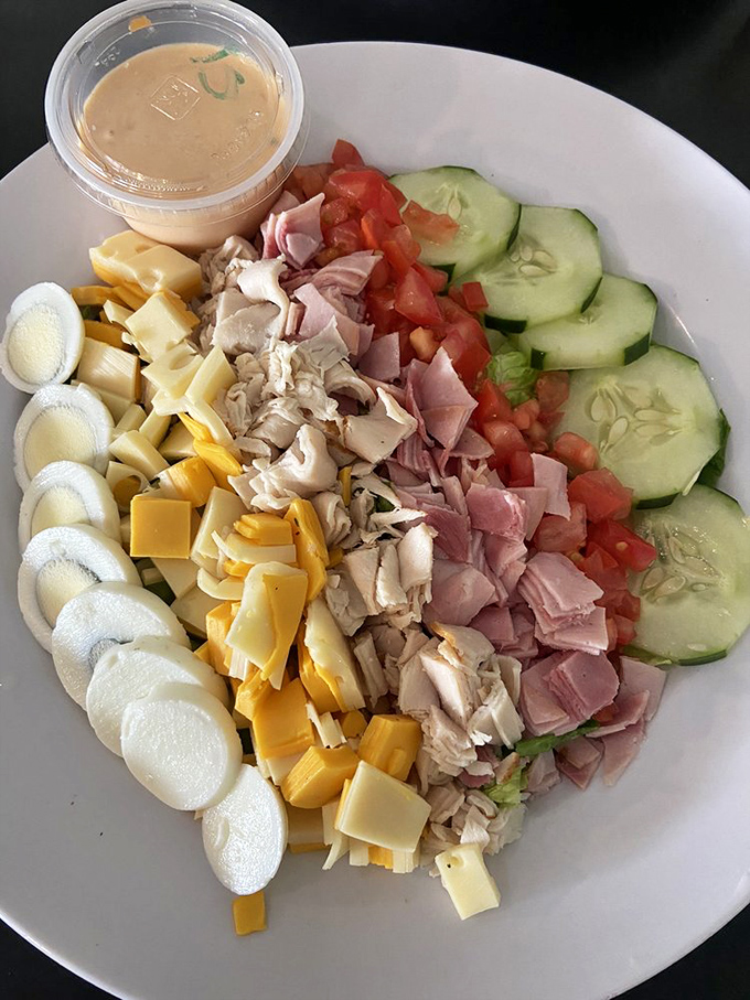 The Chef Salad: A protein party disguised as health food. That little cup of dressing is just waiting to make everything perfect.