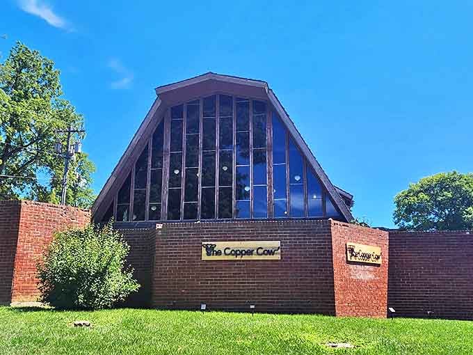 The Copper Cow's distinctive A-frame design stands out among Mount Carroll's historic buildings, offering modern fare in vintage surroundings.