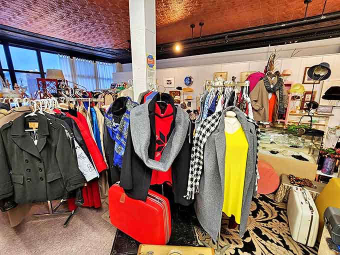 Yesterday's fashion statements hang in suspended animation &ndash; from power-shouldered 80s blazers to timeless wool coats with stories in every fiber.