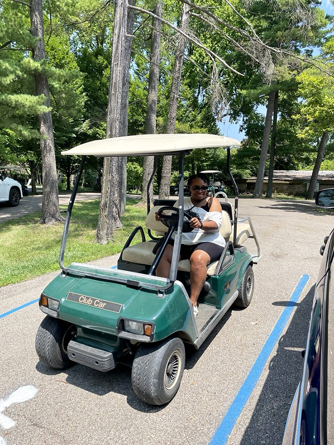 Golf carts turn art appreciation into a leisurely cruise, because why walk when you can ride in style through a sculpture park?