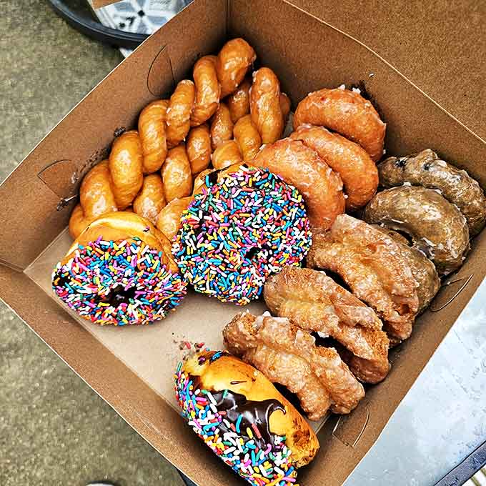 A box of donuts from Goodale's isn't just breakfast—it's a party waiting to happen, with sprinkles that sparkle like edible confetti.