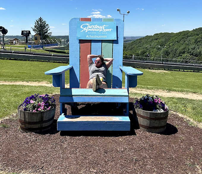 This oversized Adirondack chair offers the perfect photo opportunity &ndash; because if you didn't post it, did you even slide?