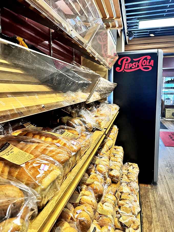 Fresh-baked breads and buns line the shelves, their golden crusts practically whispering, "Toast me, butter me, love me."