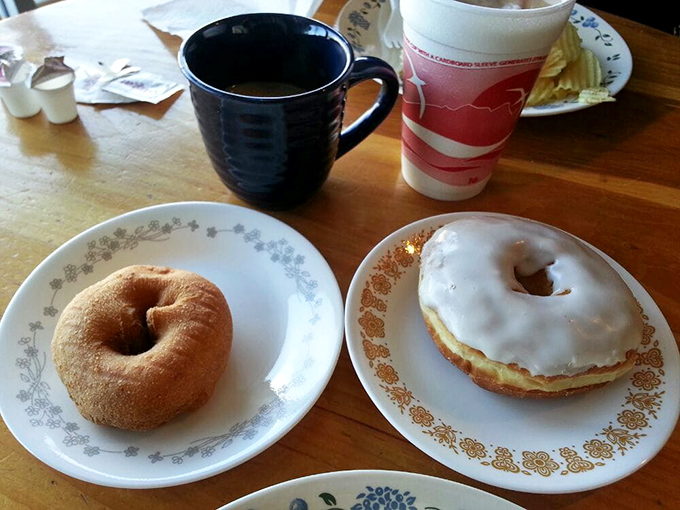 The classic duo of cake and frosted donuts proves that sometimes the old standards became standards for very good reasons.