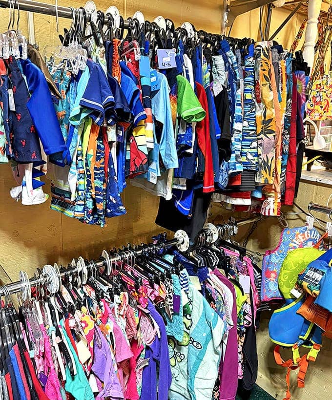 Tiny fashionistas in training will find their next statement piece among these colorful racks of pre-loved children's clothing.