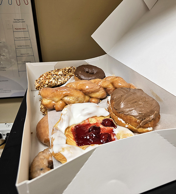 Donut heaven in a box &ndash; chocolate-glazed rings, cream-filled delights, and that cinnamon swirl that's calling your name right now.