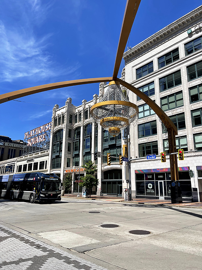 Sunlight dances through thousands of crystals during daytime, creating a different but equally magical experience than its nighttime illumination.