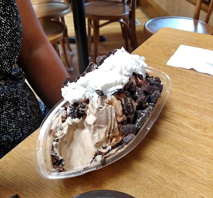 Dessert heaven follows hot dog heaven &ndash; this mountain of ice cream and cookies proves they take every part of the menu seriously.