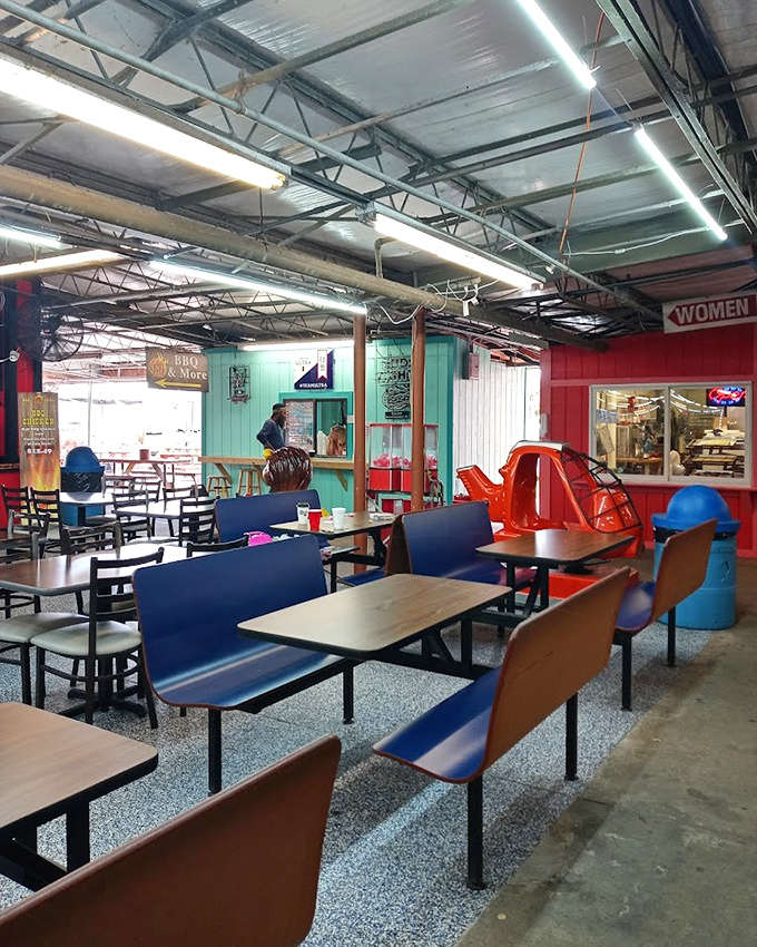 The dining area offers a front-row seat to the greatest show on earth: people discovering treasures they didn't know existed five minutes ago.