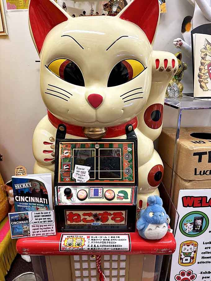 This oversized greeter stands sentinel with its perpetually waving paw &ndash; the granddaddy of good fortune.